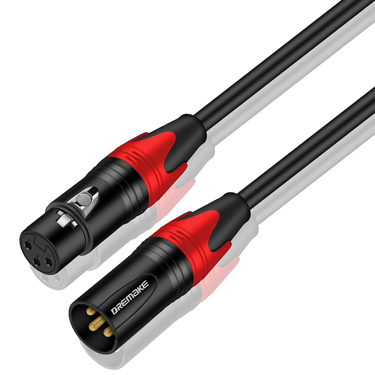 DREMAKE XLR Cable 40FT, XLR 3-Pin Male to XLR 3-Pin Female, Balanced XLR to XLR Microphone Cable for Powered Amplifier Pro Audio Recording Devices Mic Patch Cord