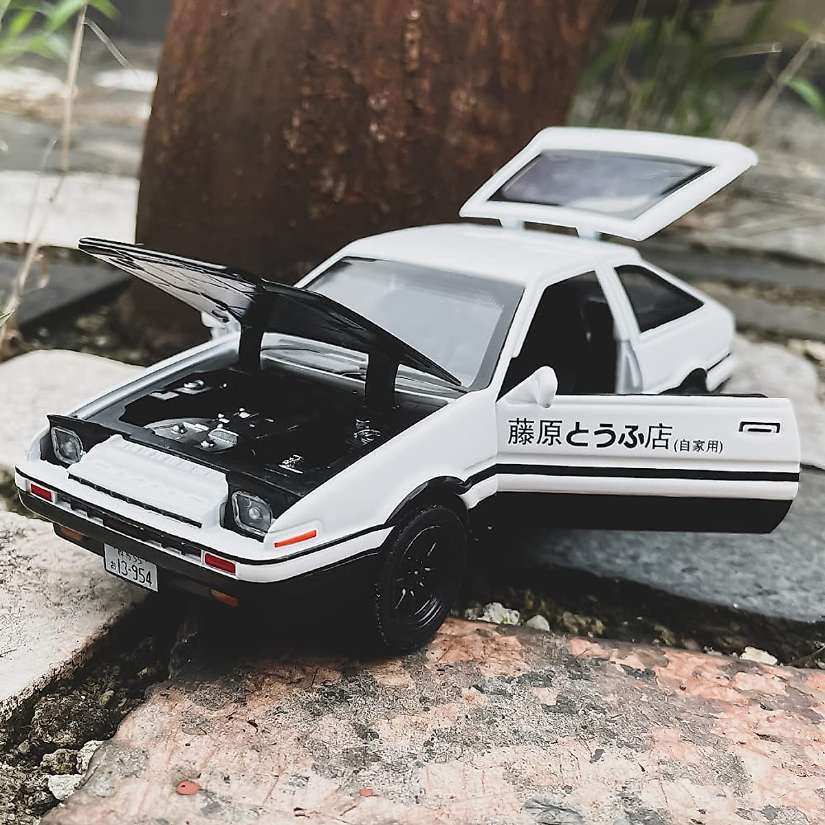 BDTCTK 1/32 AE86 Initial D Model Car, Zinc Alloy Pull Back Toy car with Sound and Light for Kids Boy Girl Gift(Black)
