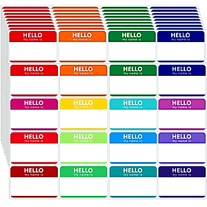 Zacool 480 Pcs Name Tag Stickers (3"x 2") Identification Badges,Peel and Stickers"Hello My Name is" Name Tags Stickers Colorful Name Badge for Themed Party Family Home School Office Conferences