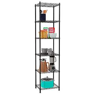 ZHAZHADI 6 Tier Adjustable Spacing Storage Shelf Metal Storage Rack Wire Shelving Unit Storage Shelves Metal 792Lbs Capacity 17" L x 13" W x 70" H for Pantry Closet Kitchen Laundry Black