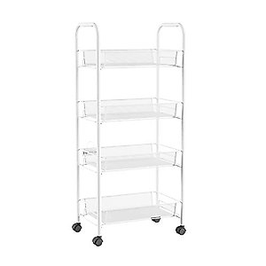 Lavish Home 4-Tiered Narrow Rolling Storage Shelves - Mobile Space Saving Utility Organizer Cart for Kitchen, Bathroom, Laundry, Garage or Office
