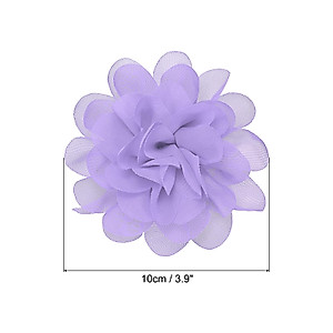 PATIKIL 3.9" Chiffon Flowers, 10 Pcs Mesh Fabric Flowers Sewing Fabric Appliques Headband Embellishments for DIY Craft Wedding Decor, Lavender