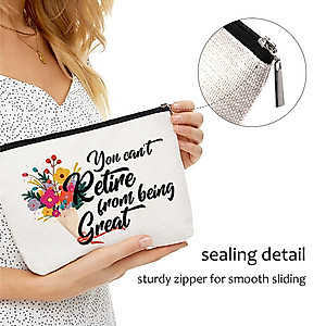 Blue Leaves Funny Retirement Gifts for Women Mom Boss - Retirement women makeup bag Gift. Retired bag for Coworkers Office & Family. Unique Novelty Ideas for Her Nurses Navy Air Force Military Gag