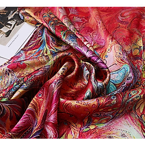 SUNMISILK 100% Mulberry Silk Scarfs for Women Floral Print Satin Long Scarf for Headscarf Hair Wraps Shawl with Gift Packed (Hsyh22)
