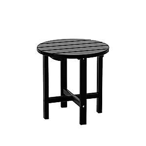 WO Home Furniture Set of 2pcs Outdoor Adirondack Chairs with Side Table, Poly Lumber Seat Traditional Retro Lounger for Beach, Balcony, Patio, Backyard, Lawn, Garden, Black