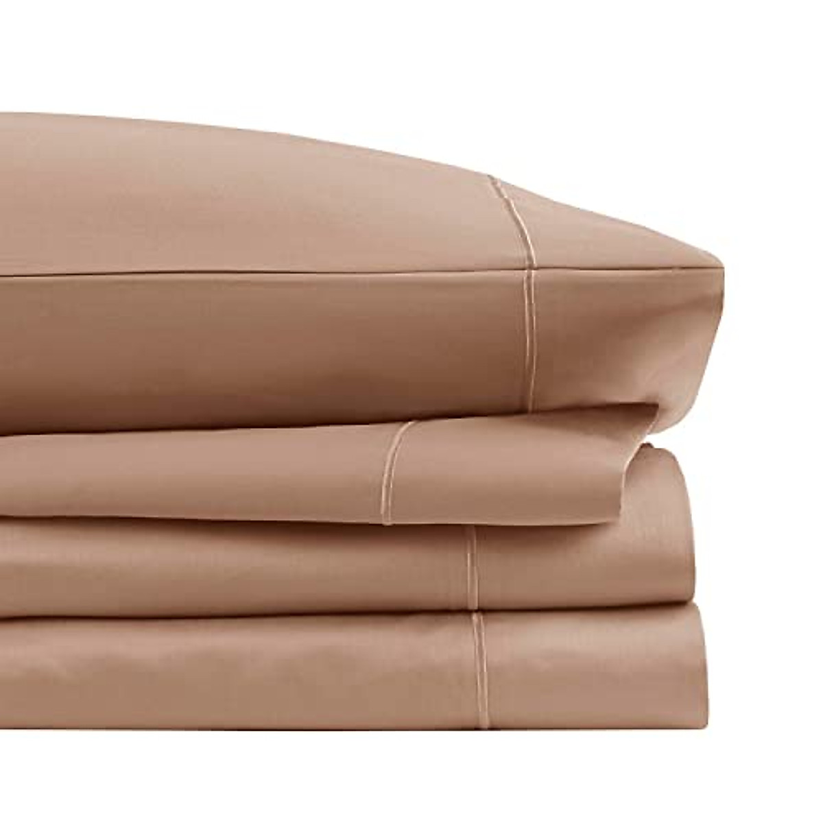 Gracie Mills Pima Cotton Sateen 4 Piece Sheet Set, Rose Gold - King