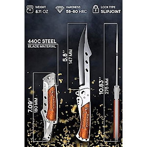 Personalized Gift for Men - Customized Pocket Knife - Custom Engraved Knives - Engraved Gifts for Dad Husband - Gift Idea for Birthday Christmas Valentine's Day Anniversary Stocking Stuffers 4172 PS