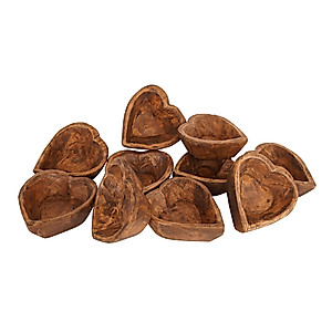 Mini Heart Wood Bowls Stained- Set of 10 -Heart Shaped Wood Bowl- Hand Carved Bowls (For Candles)