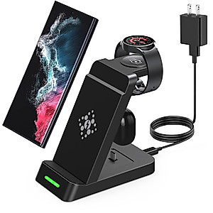 3 in 1 Charging Station for Samsung, Fast Wireless Charger Station Compatible with Samsung Galaxy S22 Ultra/Z Flip/Z Fold/S21/S20/S10, Wireless Charger Stand for Galaxy Watch 4/3/Active2, Buds+/Live