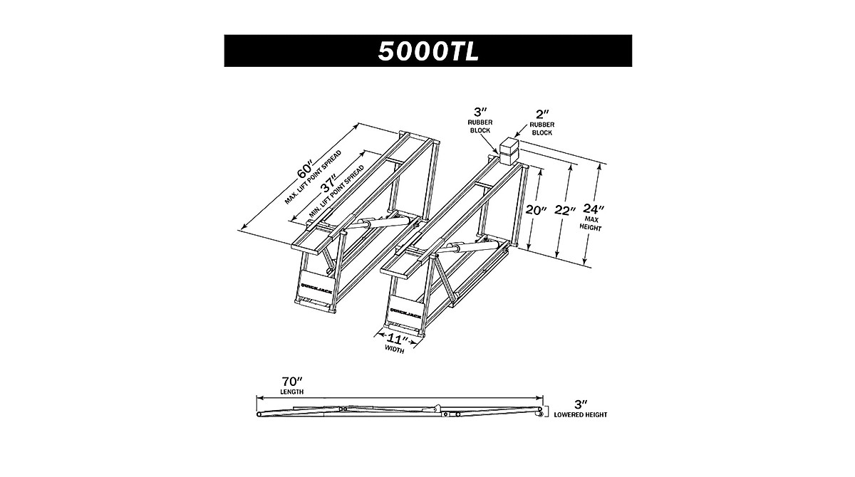 QuickJack 5000TL Portable Car Lift – 5,000 lb Capacity