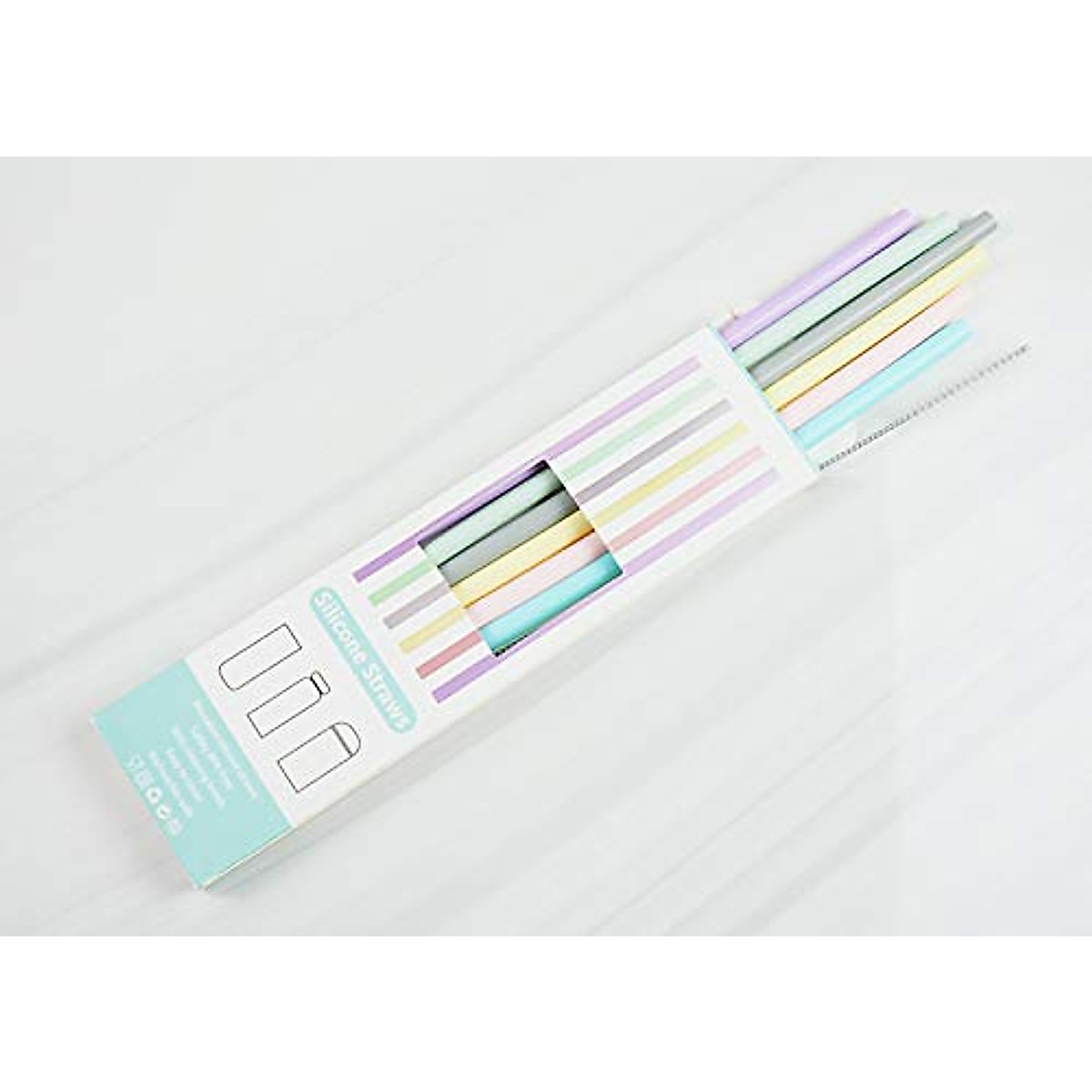 Silicone Straws Reusable Drinking Straw Pack-of-6 Soft Beverage Water Drink Straw -for 30oz and 20oz Tumblers - Trim & Cuttable, Comes with Cleaning Brush-2Pack (2Boxes)