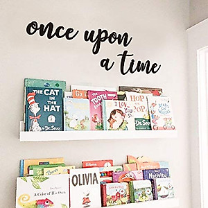 Huray Rayho Once Upon a Time Wood Sign Nursery Wall Decor Words Art Hanging Decor for Family Bookshelf, Reading Nook, Daycare, Classroom - Baby Shower Birthday Gift Ideas for Kids Toddlers Boys Girls