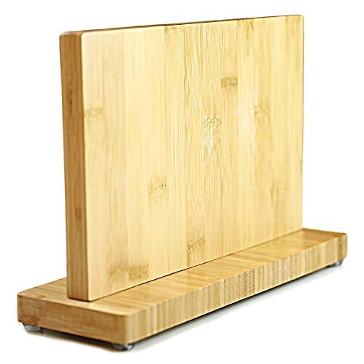 Bamboo Magnetic Knife Block Without Knives - Universal Space Saving Stand for Steak Knives and Cutlery - Kitchen Organizer for Counter or Under Cabinet Storage - Extra Strong Magnetic Knife Holder 