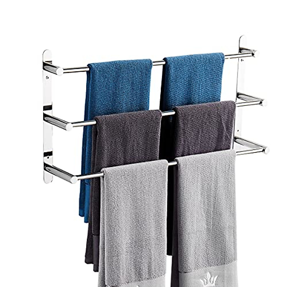 Parzune Three Stagger Layers 23.62 inch Towel Bars Bathroom Accessories Bright Polished 60CM Towel Rack
