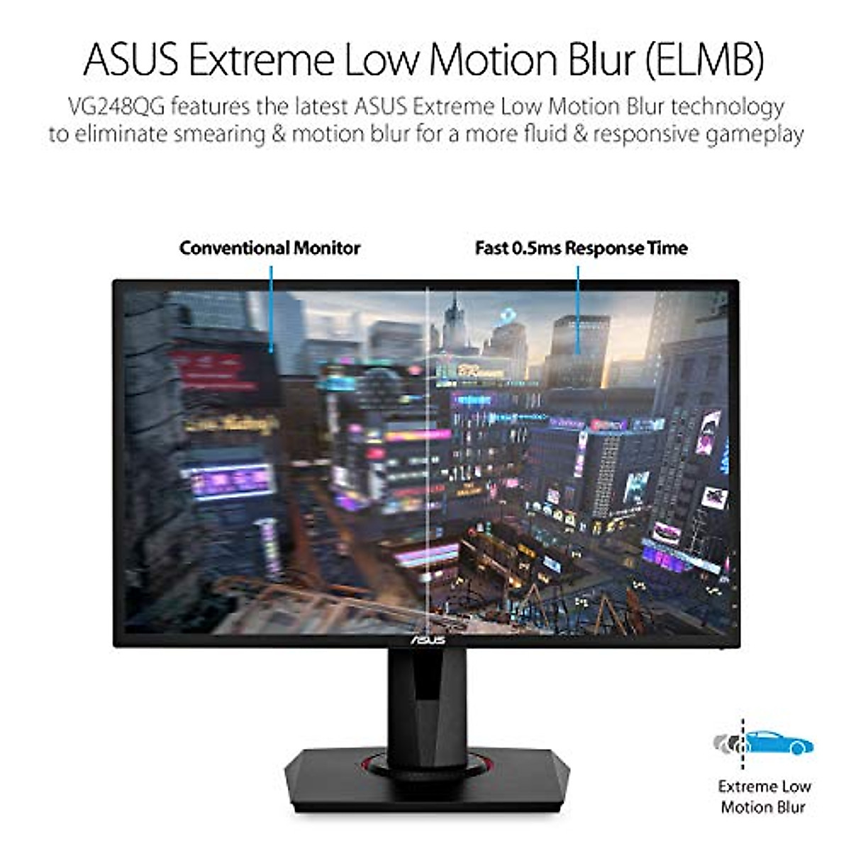 ASUS VG248QG 24" G-SYNC Gaming Monitor 165Hz 1080p 0.5ms Eye Care with DP HDMI DVI,Black
