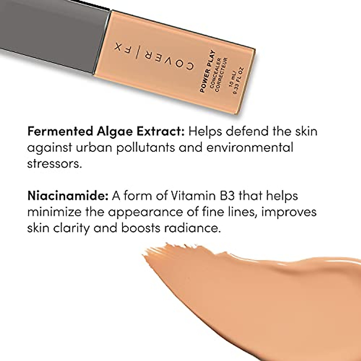 Cover FX Power Play Concealer: Crease-Proof, Transfer-Proof Concealer Provide 16-hour Full Coverage with Powerful Pollution Defense- G Medium 2, 0.33 Fl Oz