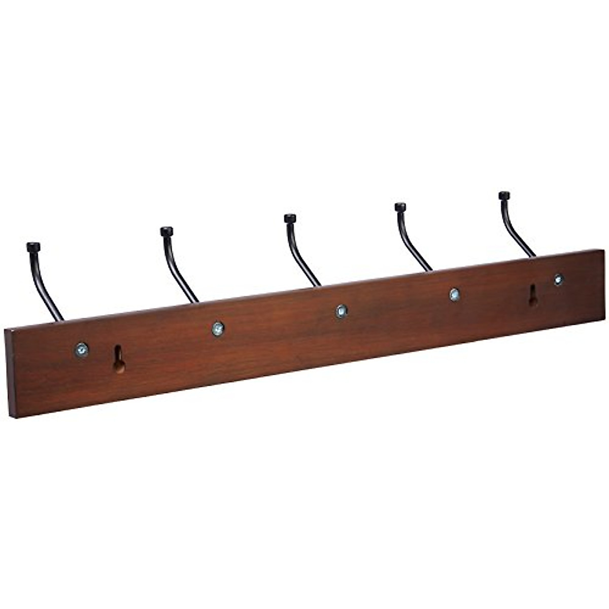 Amazon Basics Wall-Mounted Farmhouse Coat Rack, 5 Hook, Light Walnut
