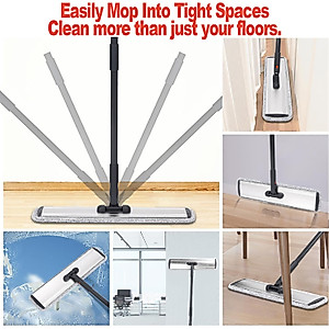 18 Professional Microfiber Mop Large Flat Mops for Floor Cleaning 4 Reusable Washable mop Pads Hardwood Cleaning System Wet and Dust Mop with 61in Long Stainless Steel Handle