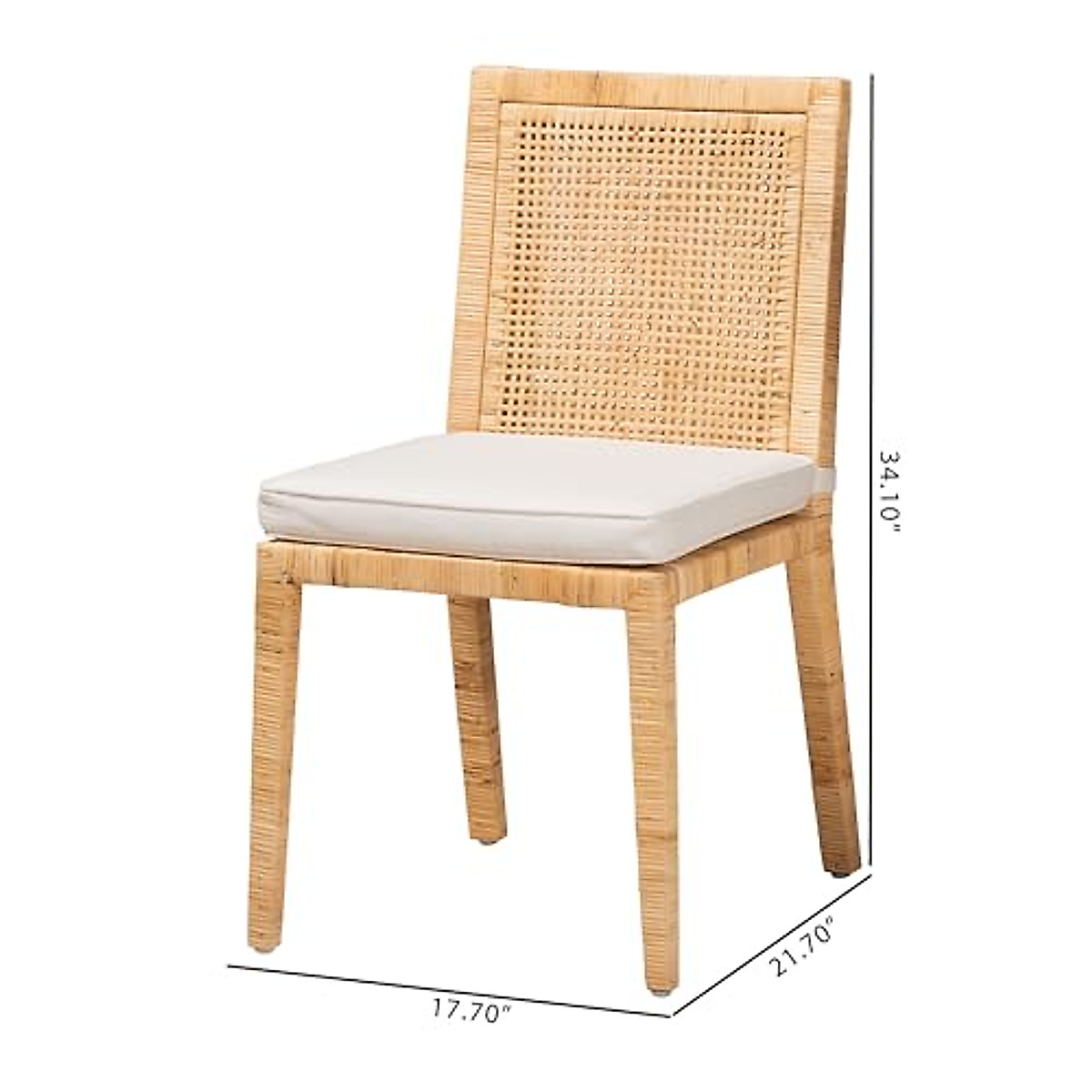 bali & pari Sofia Natural Rattan Dining Chair, One Size