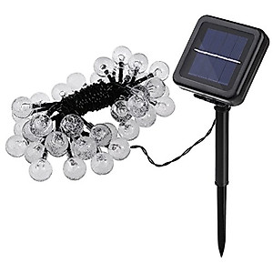 Christmas Lamp- 7M 50LED Crystal Ball Solar String Lights Christmas Fairy Garden Lights for Outdoor Home Lawn Patio Party and Holiday Decorations (Warm White Light)