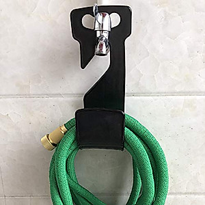 2 Pack Garden Hose Hanger Wall Mount Hose Holder Hook Fit To 25 50 75 100 150foot Hose (Large, Black)