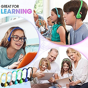 24 Pcs Headphones Bulk Classroom Headphones Adjustable over Head Earphones Wired Kids over Ear Headset with 3.5 mm Headphone Plug for School Classroom Airplane Students Children Adults (Classic Color)