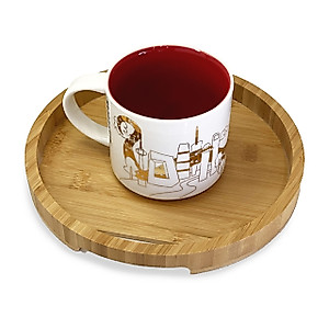 Bam&Boo Natural Bamboo Serving Tray Circular Modern with Handles — Food, Storage, Decor for Breakfast, Parties, Weddings, Picnics — (9”)