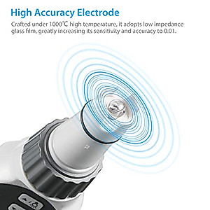 Dr.meter pH Meter, Upgraded 0.01 Resolution High Accuracy PH Tester with Backlit Two-Color LCD Display and ATC, 0-14pH Measurement Range with Data Hold Function Digital pH Tester Pen-PH838