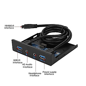 USB3.0 Front Panel,3.5inch 2 USB3.0 Interfaces with Mic Audio Front Panel,USB3.0 Audio Floppy Front Panel,USB 3.0 Front Panel Floppy Disk Bay Computer Case Front Bay