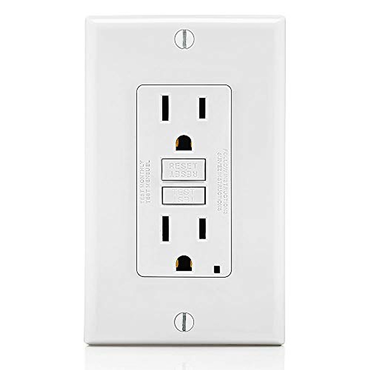 Leviton GFNT1-W Self-Test SmartlockPro Slim GFCI Non-Tamper-Resistant Receptacle with LED Indicator, Wallplate Included, 15-Amp, White & PJ26-WM 1-Gang Decora/GFCI Decora Wallplate, White, 10-Pack