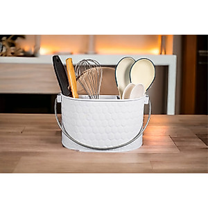 CLEENTABLE utensil caddy for parties, utensil caddy for countertop, kitchen utensil caddy, plate and utensil caddy - picnic utensil caddy, kitchen utensil caddy for countertop - 10 Inches (Grey)