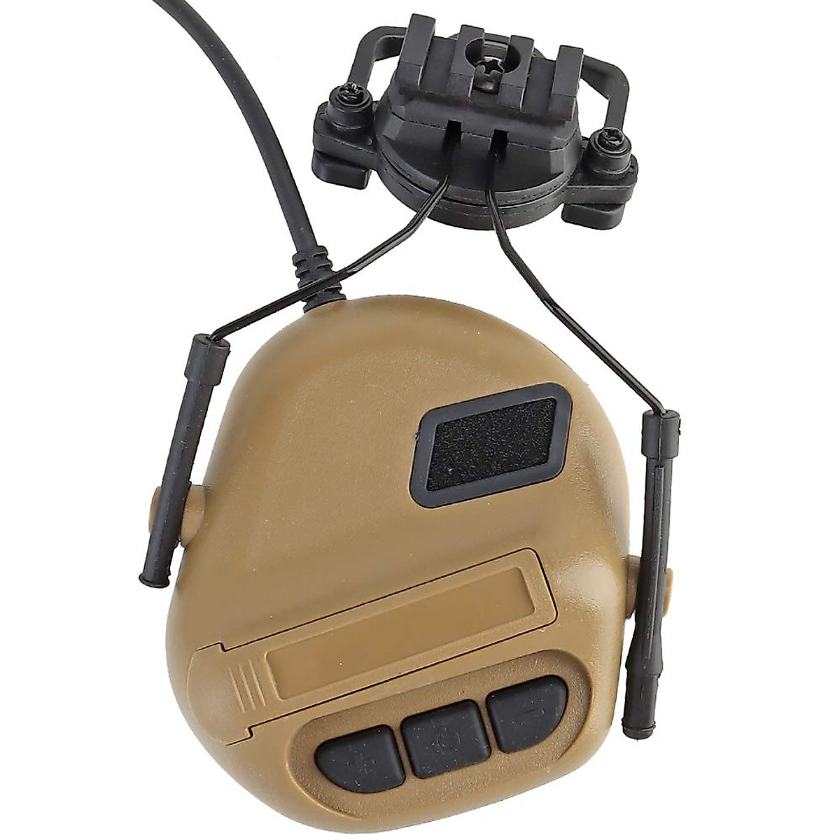 ATAIRSOFT Tactical Headset Unlimited Power Intercom with Microphone Waterproof Hunting Shooting Headphones Earmuff No Noise Reduction Function (Tan)