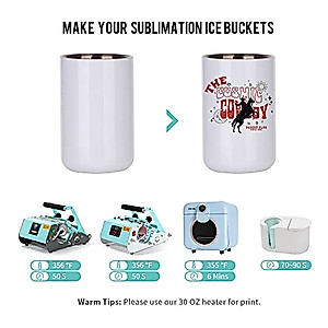 PYD Life Sublimation Ice Buckets Blanks Tumblers 17 OZ White without Lids for Parties Bars,Sublimation Stainless Steel Bucket Small Cups for Cricut Mug Press Tumbler Heat Press 4 Pack