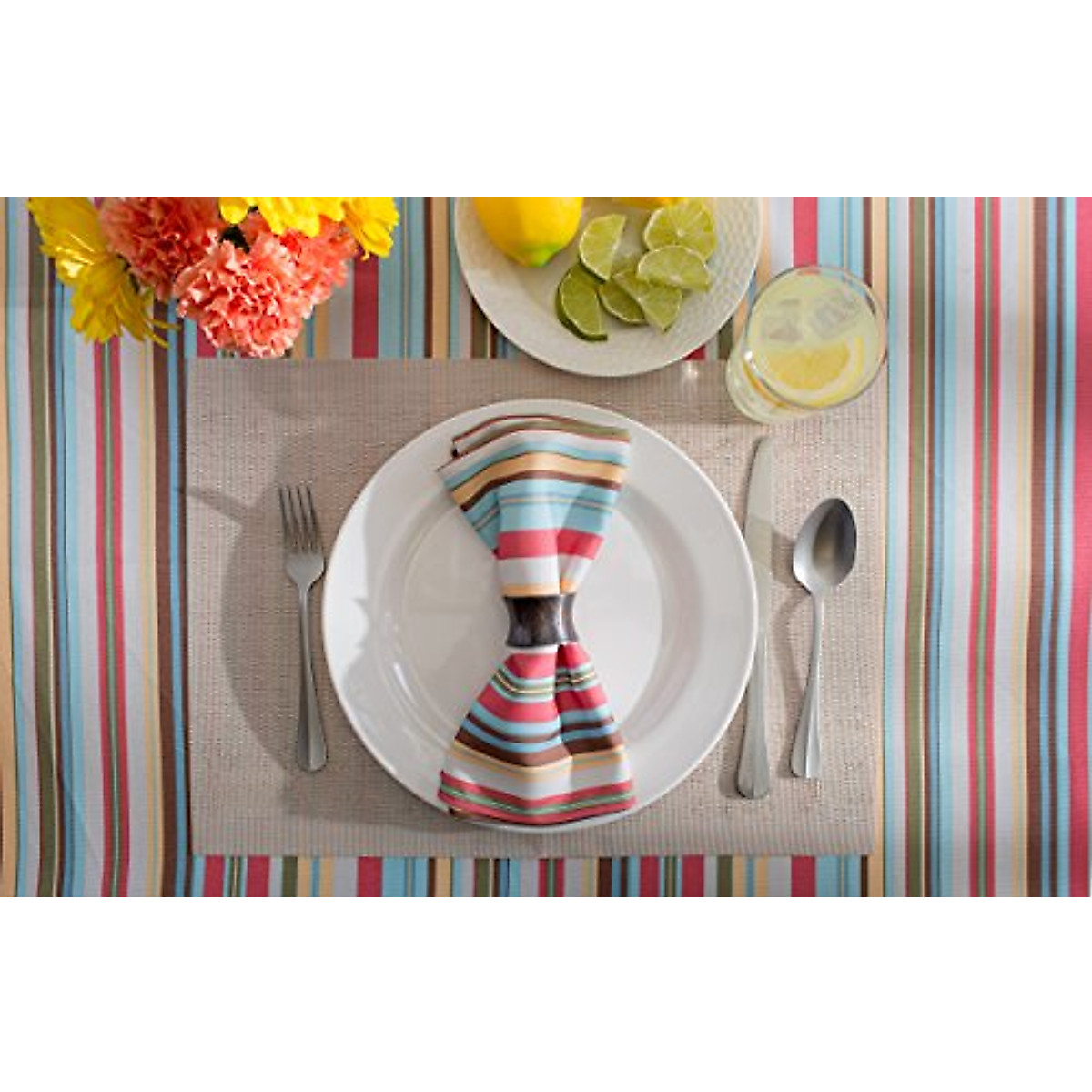 DII Summer Stripe Outdoor Collection Tabletop, Tablecloth, 60x84" w/Zipper (CAMZ34858)