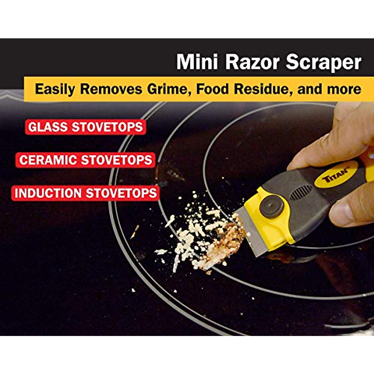 Titan 12031 4-Inch Mini Razor Scraper | Includes 1 Extra Heavy-Duty Razor Blade