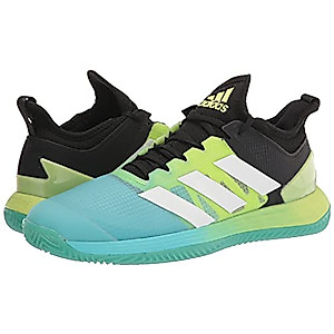 adidas Women's Adizero Ubersonic 4 Clay Tennis Shoe, Black/White/Pulse Lime, 10