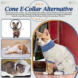DENTRUN Cat Surgery Recovery Suit Female Male Soft Onesie, Kitten Surgical Collar Cone Alternative Shirt, Abdominal Wounds Anti-Licking Pajama for Small Pets Spay, Cat Body Suit Post Surgery