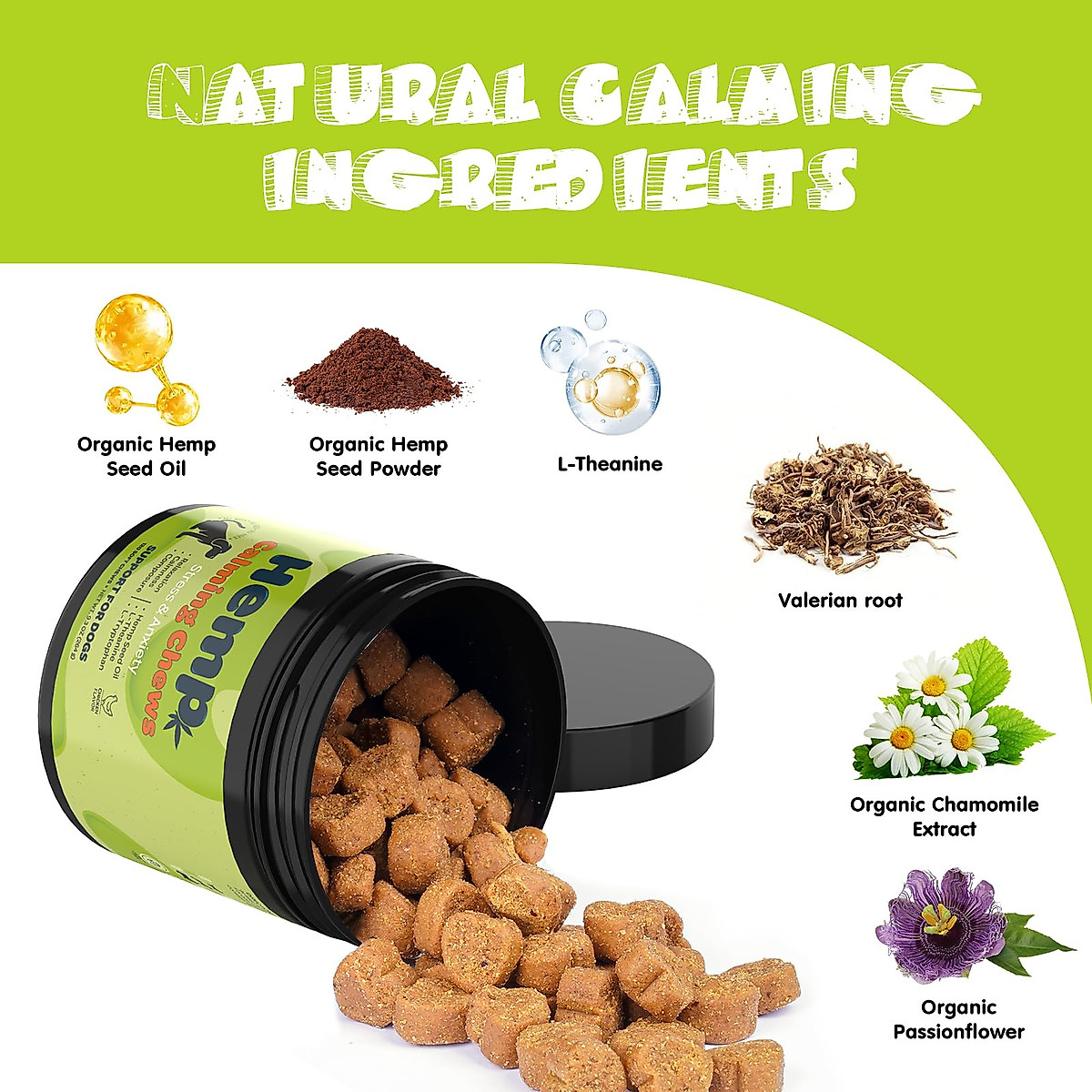 Hemp Calming Chews for Dogs Anxiety Separation Anxiety Relief for Dogs Calming Treats Pet Calming Care Chews for Dogs Stress and Anti Anxiety Relief, Beef, 120 Count