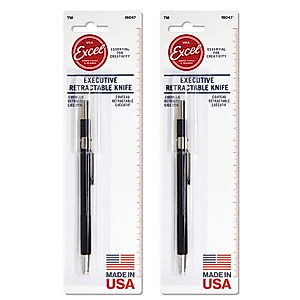 Excel Blades Retractable Pen Knife - Made in the USA, Pen Knife with Pocket Clip- Light Duty Scrapbook Knife & Precision Craft Knife  - 2 Pack