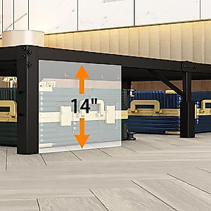 14 Inch Metal Twin XL Bed Frame Mattress Foundation,Tall Platform Bedframes with Storage,No Box Spring Needed, Durable Twin XL Size Suitable for Bedroom-Black