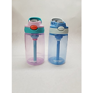 Contigo Kids Autospout Water Bottle, 2 Pack - Plastic, 14oz - Leak and Spill Proof Bottles, Ideal for Travel and Activities, Easy-Clean - Cotton Candy/Grape Sorbet