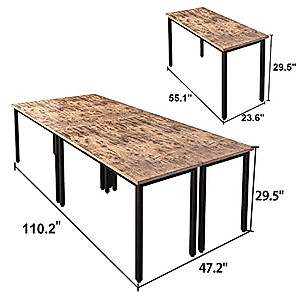 Bonzy Home Conference Tables 9ft Office Computer Desk for Meeting Room Study Writing Printer Podcast Table Save Space Design for 10 People Rustic Vintage Brown 4PCS 110.2"x47.2"x29.5",Brown