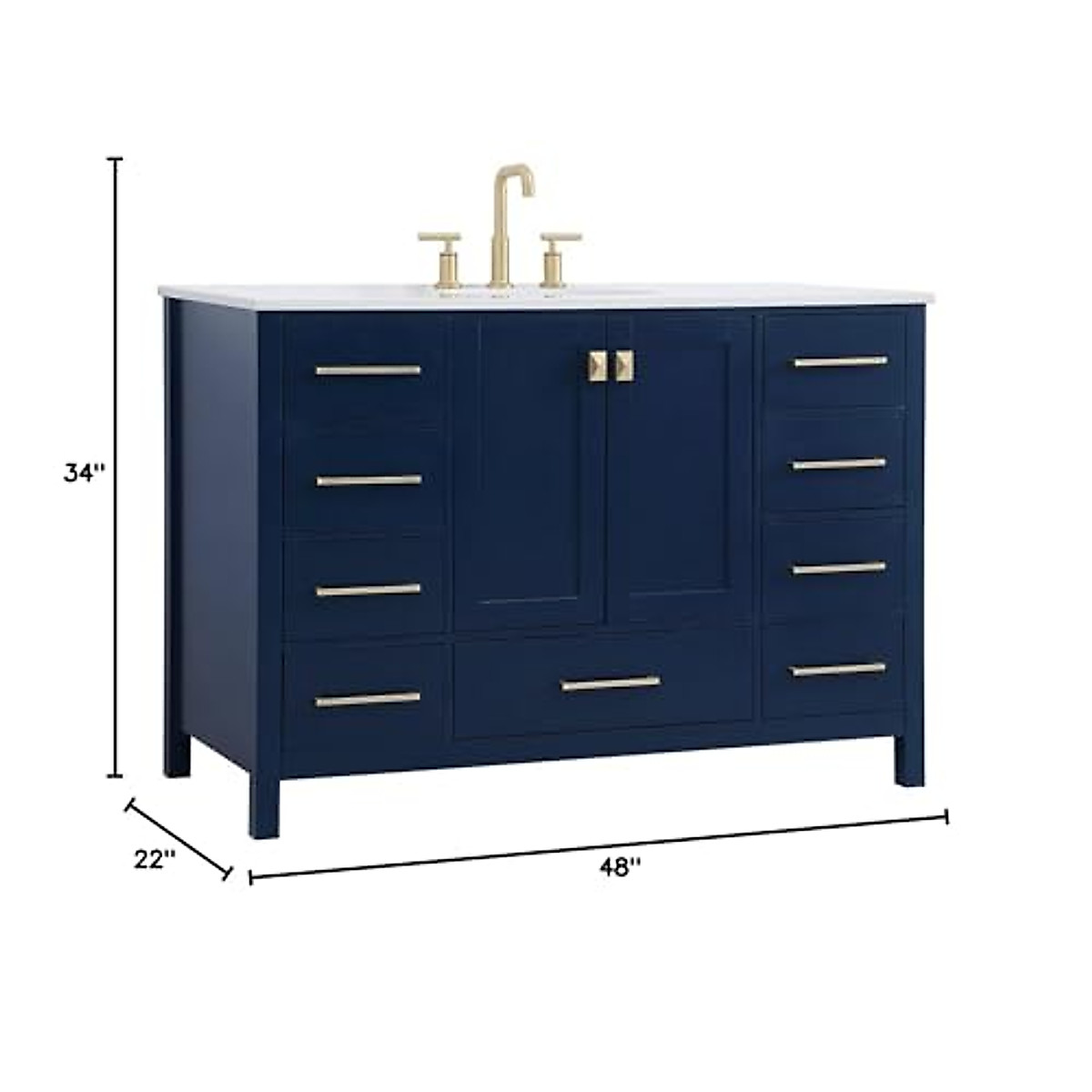 Elegant Kitchen and Bath 48 inch Single Bathroom Vanity Cabinet - Blue