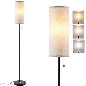 Coucrek Floor Lamp for Living Room, 3 Color Temperature Modern Standing Lamps, Minimalist Pole Lamp Tall Lamps for Bedroom, Living Room, Office, Kids Room, Reading,Black