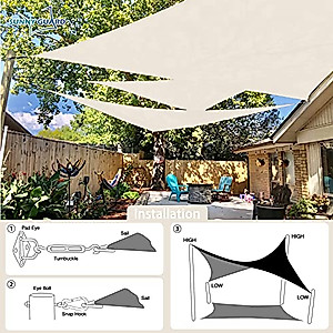SUNNY GUARD Sun Shade Sail 13' x 19.5' Rectangle Cream UV Block Sunshade for Backyard Yard Deck Patio Garden Outdoor Activities and Facility