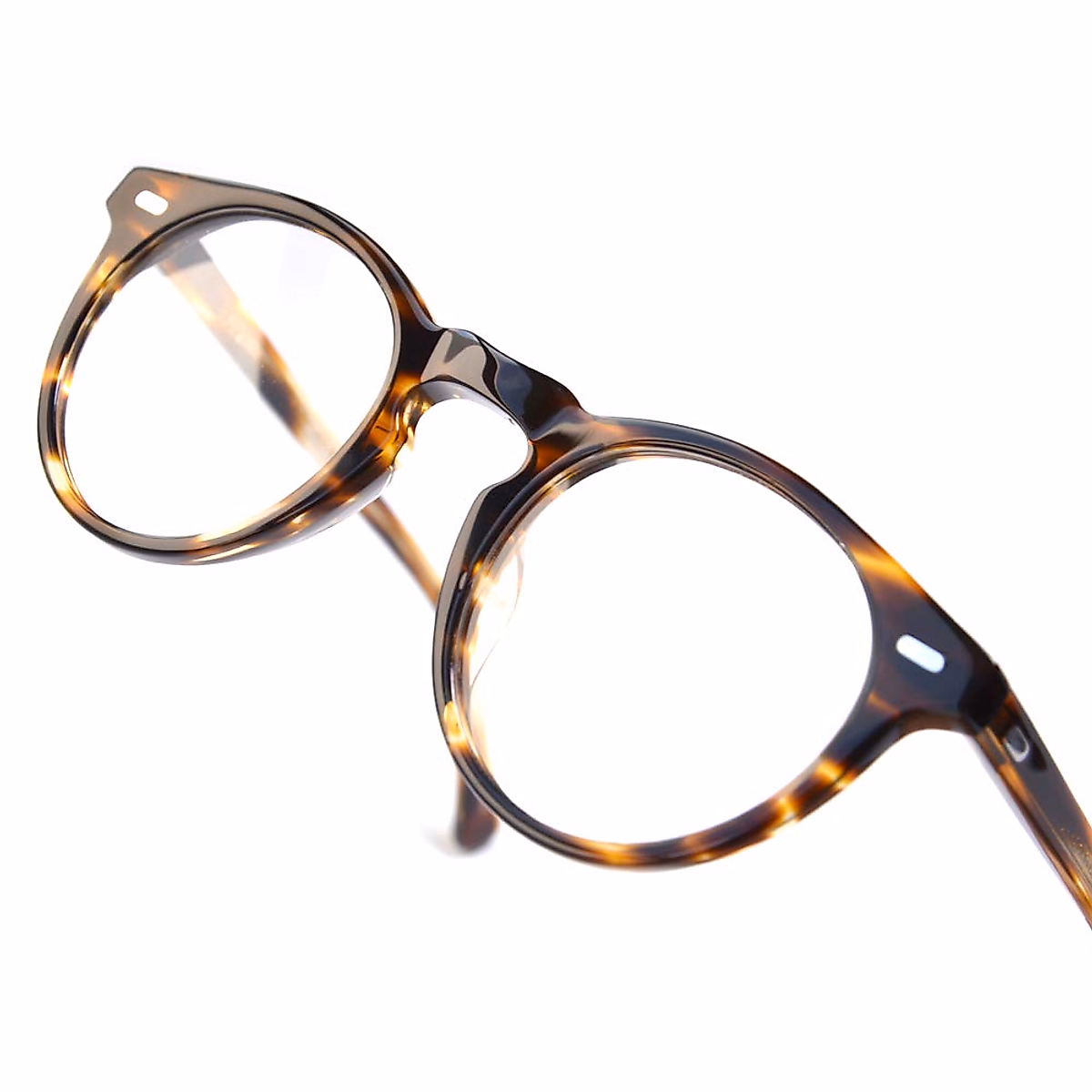 ERD Round Vintage Solid Acetate Eyeglasses Full Rim Frame For Men Women Circle Clear Lens Retro Glasses (Cocobolo)…