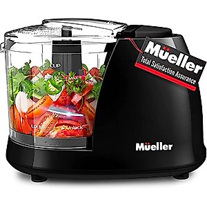 Mueller Mini Food Processor, Electric Food Chopper, 1.5-cup Meat Grinder, Mix, Chop, Mince and Blend Vegetables, Fruits, Nuts, Meats, Stainless Steel Blade, Black