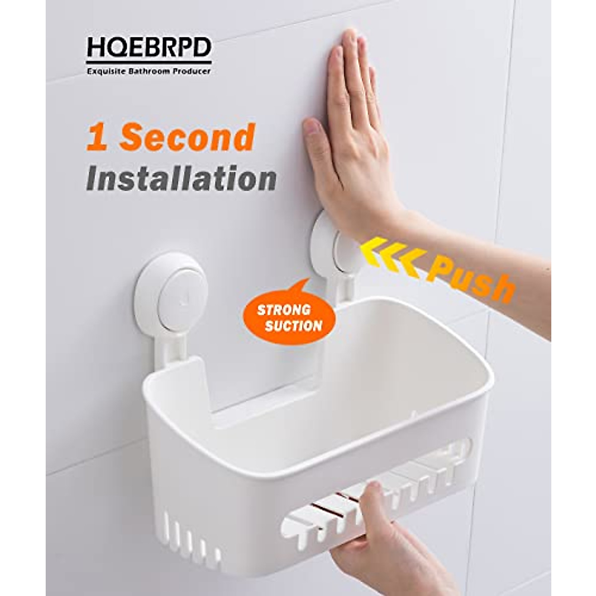 HQEBRPD Shower Caddy Suction Cup, shower organizer Reusable shower shelves No-Drilling adhesive Shower Basket Storage for Bathroom Shower Suction Caddy for Bathing supplies Gel,plastic