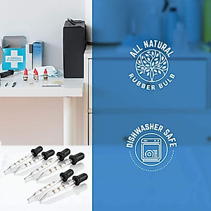 Eye Dropper - 6-Pack, Bent & Straight Tip Calibrated Glass Medicine Droppers for Essential Oils | Pipette Dropper for Accurate Easy Dose & Measurement (1mL Capacity)