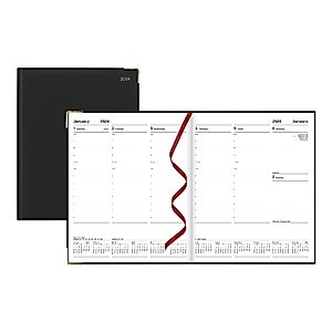 Letts of London Roma Weekly Planner, 12 Months, January to December, 2024, Italian Leather, Quarto Size, 10.25" x 8.25", Black (C33YIBK-24)